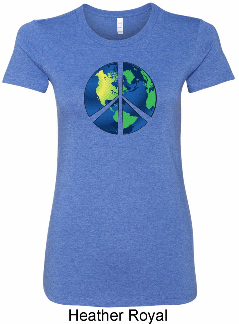 Ladies Peace Blue Earth Longer Length Tee T-shirt BLUEEARTH-6004 - Etsy