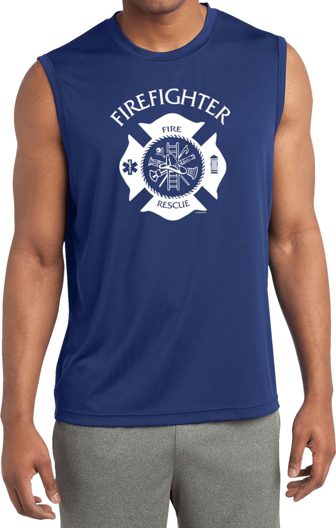 Firefighter Fire Rescue Men's Sleeveless Moisture Wicking Tank Top ...