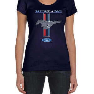 Ladies Ford Mustang Shirt Mustang Stripe Scoop Neck Tee T-shirt 13732D1 ...