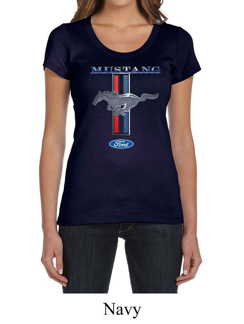 Ladies Ford Mustang Shirt Mustang Stripe Scoop Neck Tee T-shirt 13732D1 ...