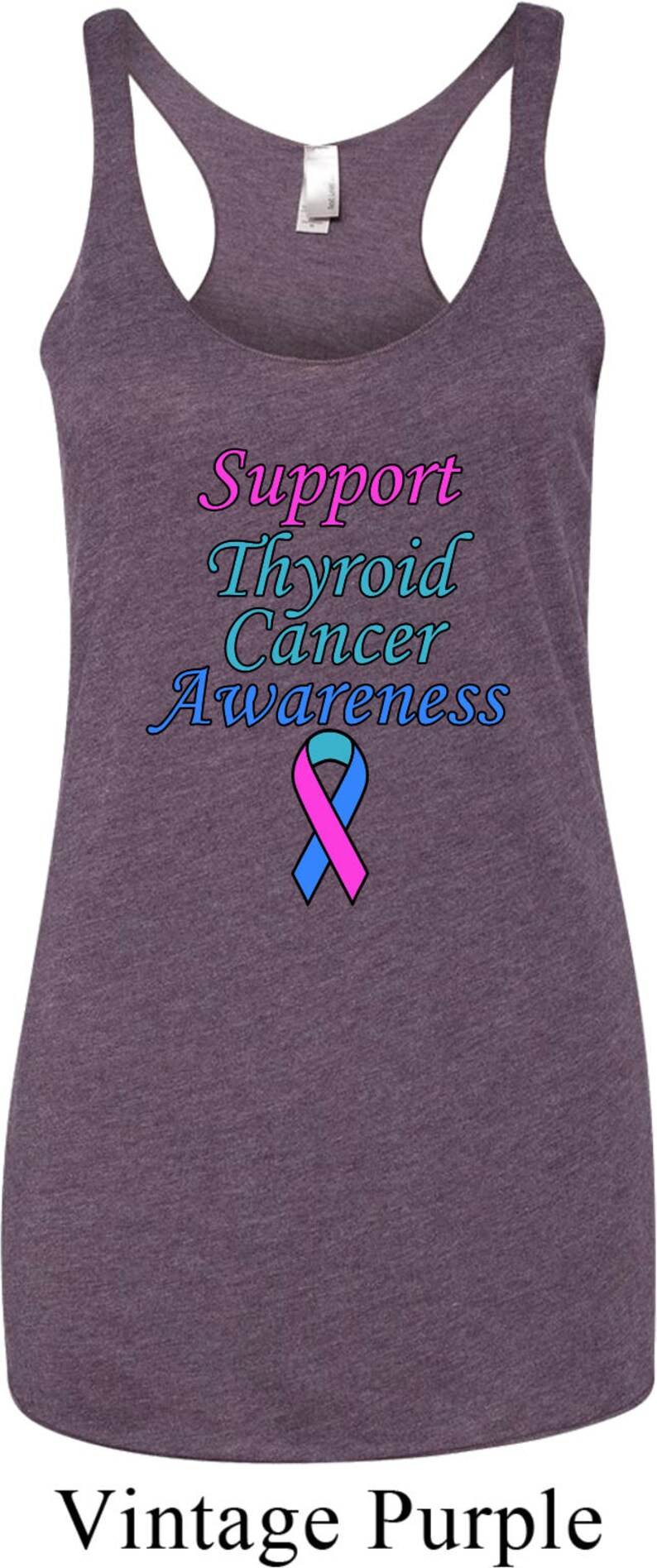 Ladies Support Thyroid Cancer Awareness Tri Blend Racerback Tank Top ...