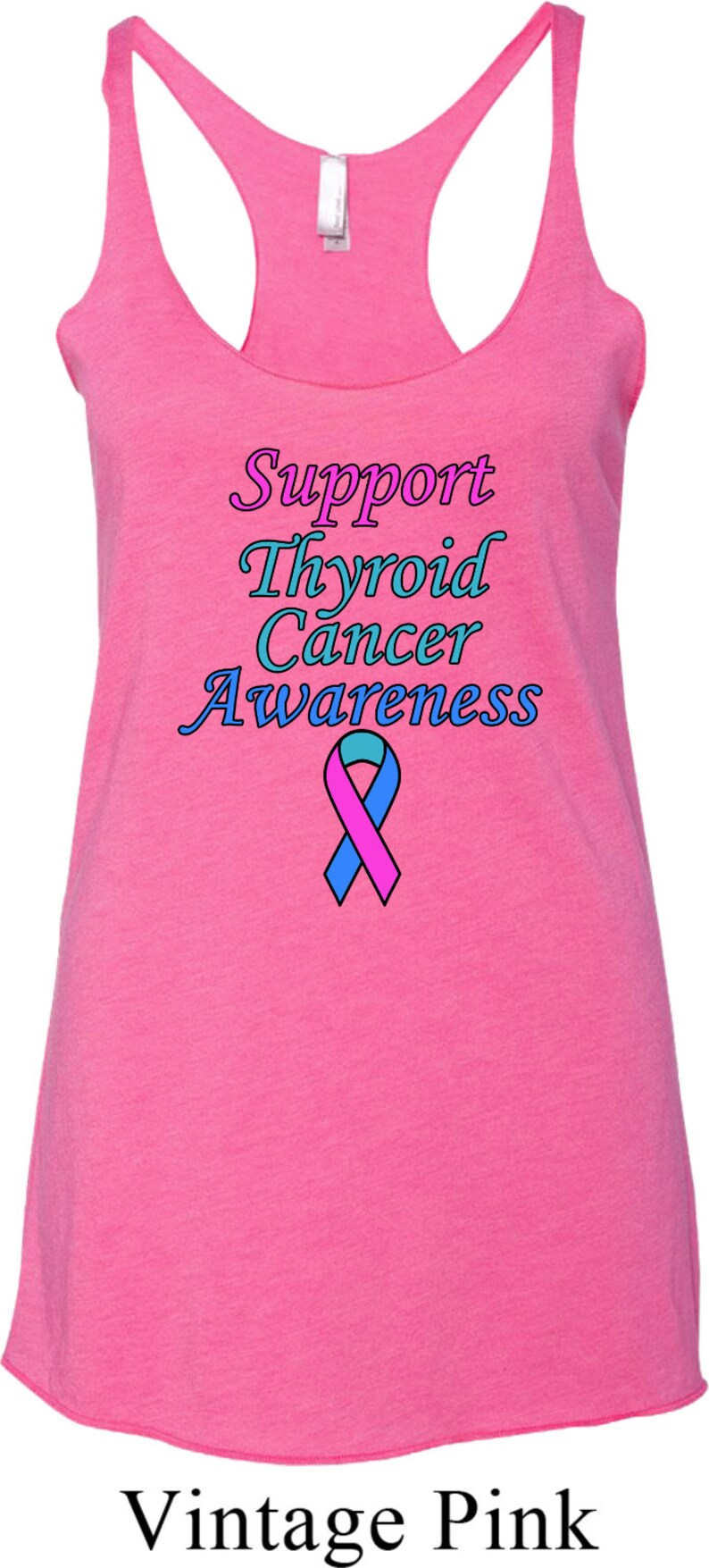 Ladies Support Thyroid Cancer Awareness Tri Blend Racerback Tank Top ...