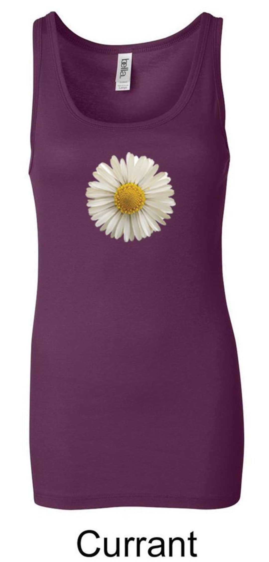 Ladies Flower Tanktop White Daisy Longer Length Tank Top DAISY-8780 - Etsy