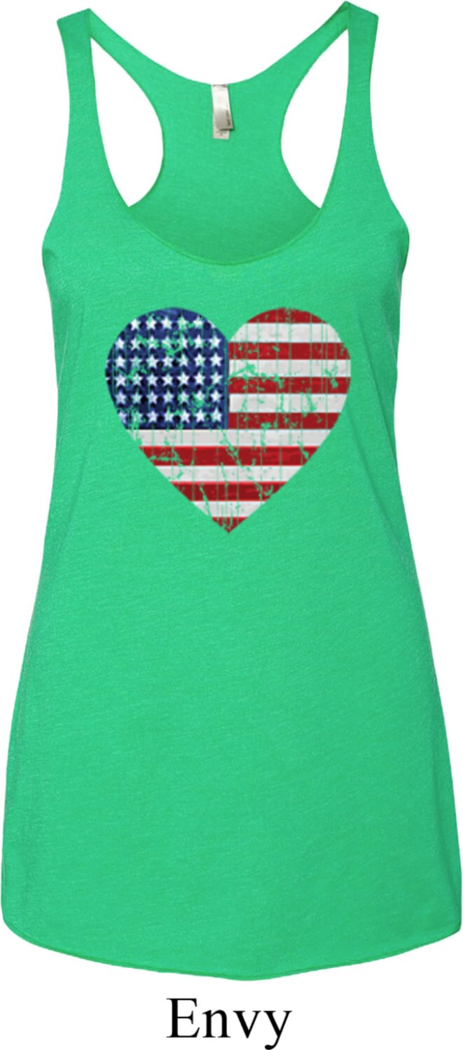 Distressed USA Heart Ladies Tri Blend Racerback Tank Top WS-16253 ...