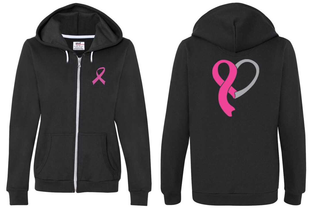 Breast Cancer Awareness Pink Ribbon Heart Ribbon Front & Back Print ...