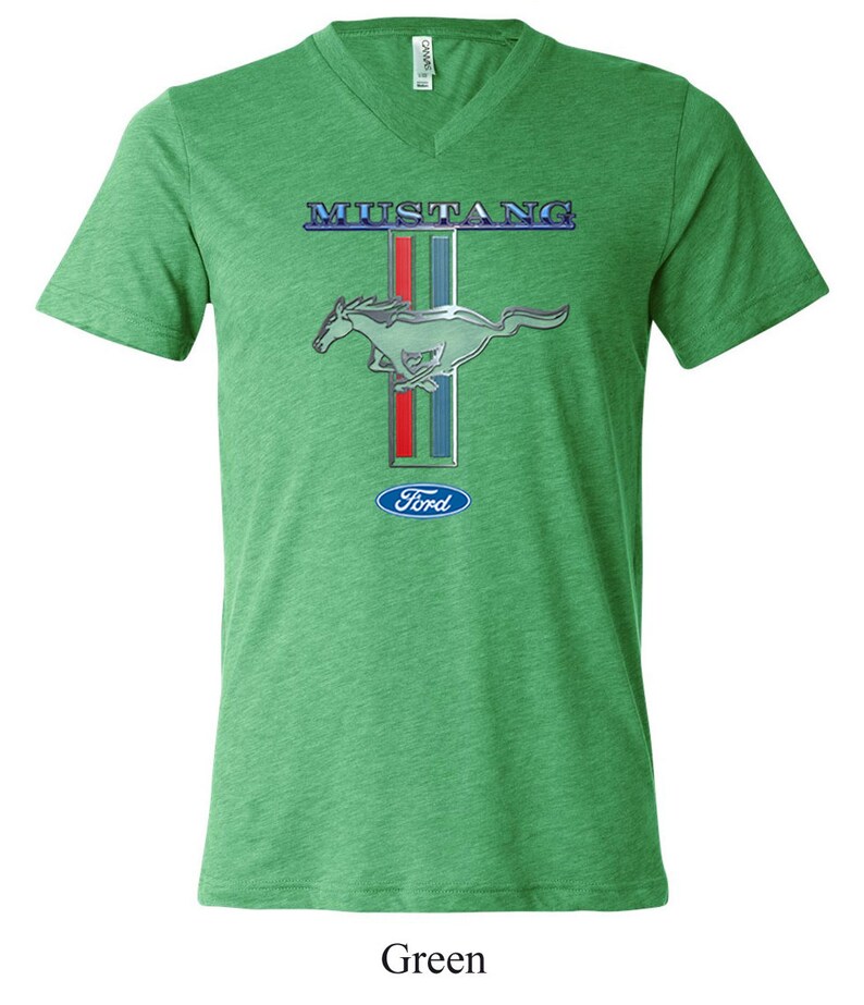 Men's Ford Mustang Shirt Mustang Stripe Tri Blend V-neck Tee T-shirt ...