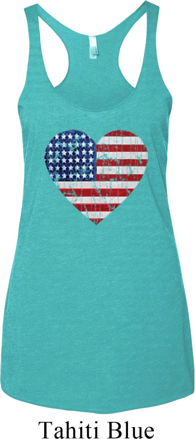 Distressed USA Heart Ladies Tri Blend Racerback Tank Top WS-16253 ...