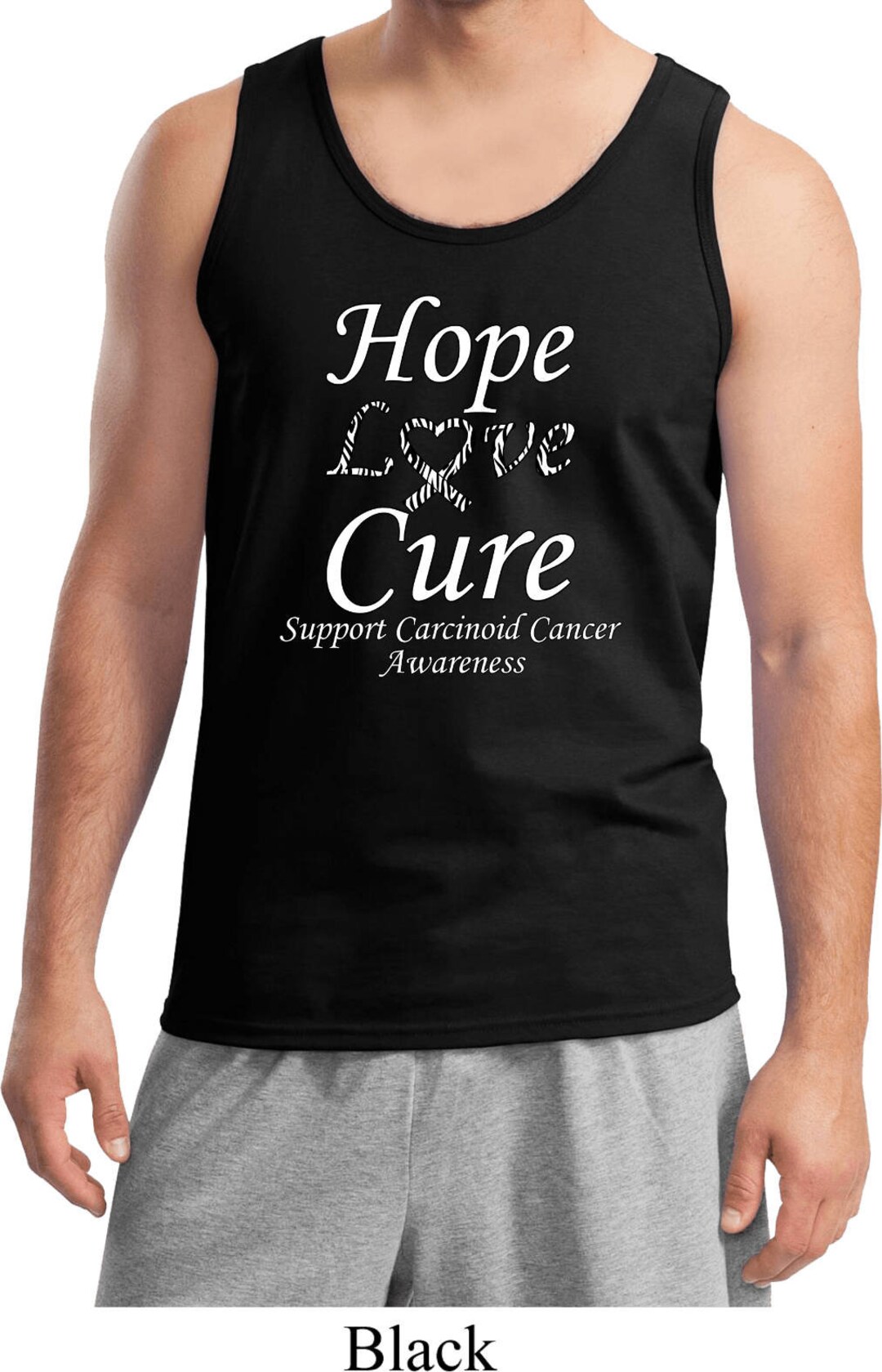 Men's Hope Love Cure Support Carcinoid Cancer Awareness Tank Top HLC ...