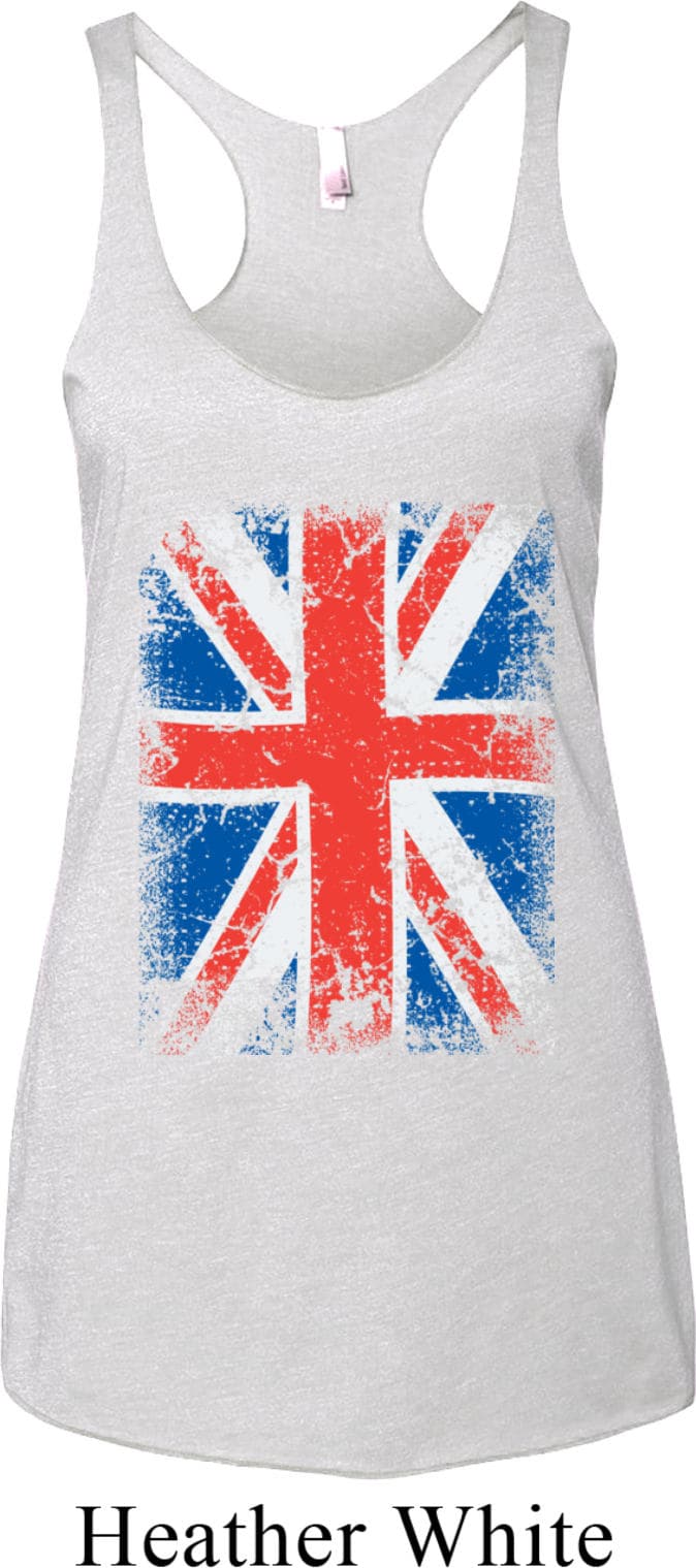 Distressed Union Jack Ladies Tri Blend Racerback Tank Top UNIONJACK ...