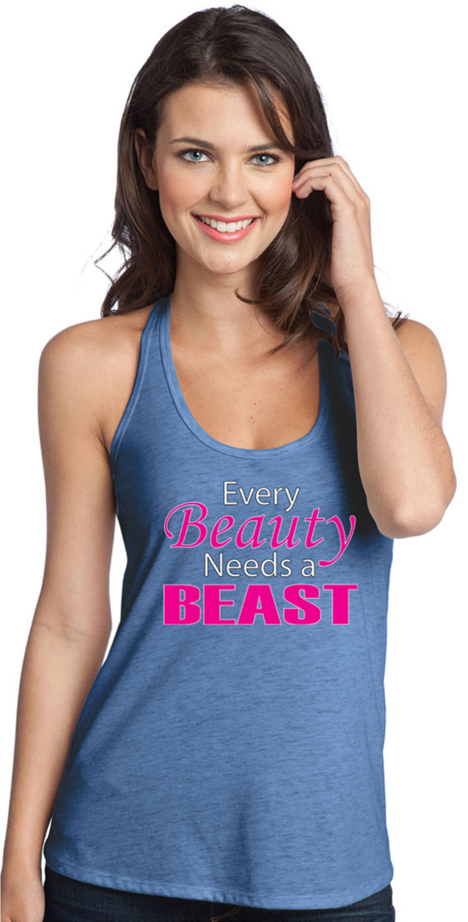 Ladies Fitness Every Beauty Needs a Beast T-back Tank Top BEAUTY-DT250 ...