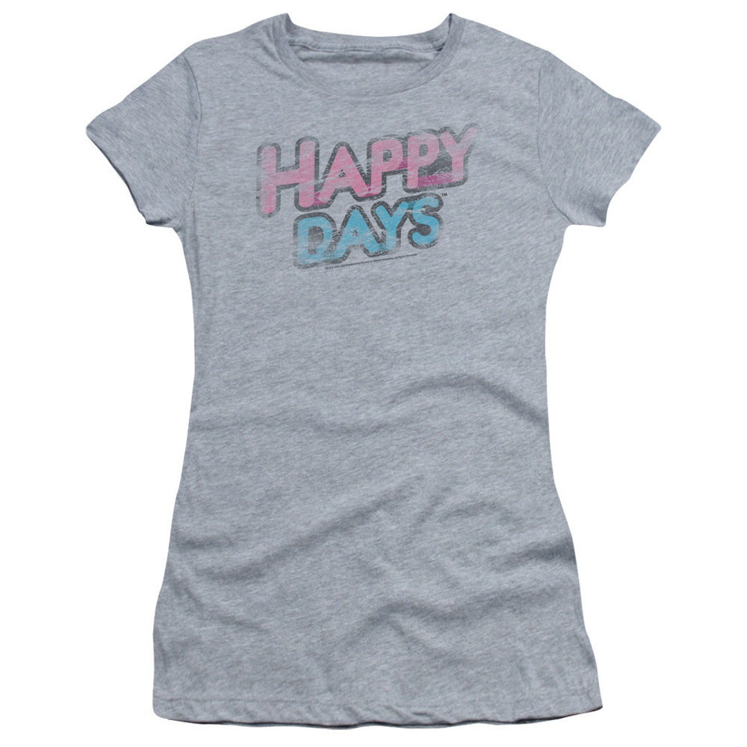 Happy Days Distressed Logo Juniors and Women Athletic Heather T-shirts ...
