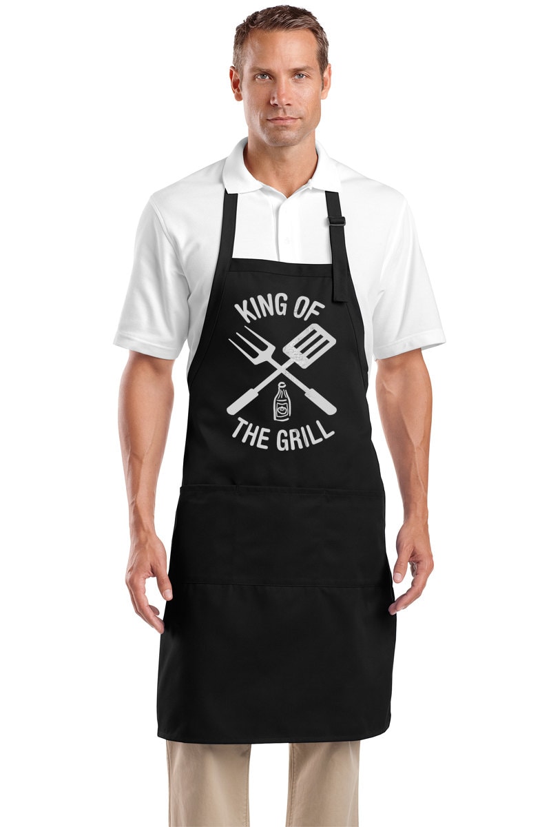 King of the Grill Full Length Apron With Pockets - Etsy