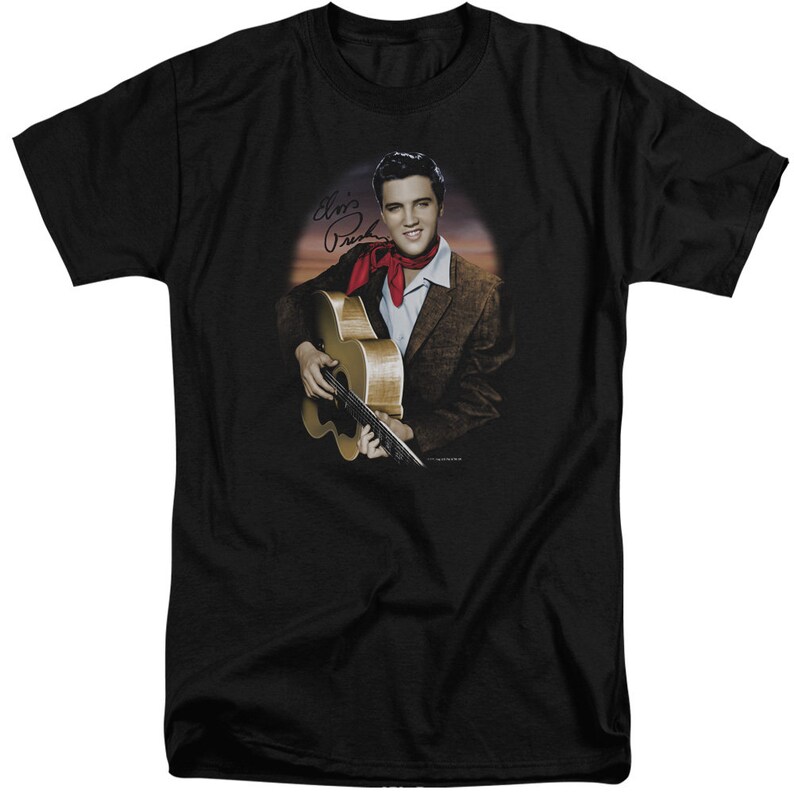 Elvis Presley Red Scarf and Guitar Black Shirts | Etsy