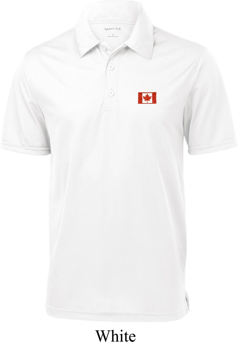 Men's Canada Flag Patch Pocket Print Textured Polo Tee T-shirt CFP-PP ...
