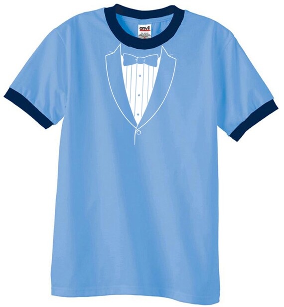 Basic White Tuxedo Ringer Tee T-shirt BASICWHITE-923 | Etsy