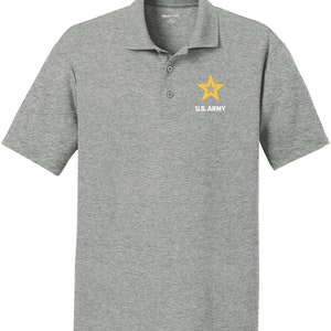U.S. Army Star White Chest Print Men's Textured Polo Tee T-shirt ...