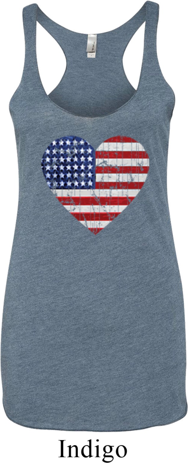 Distressed USA Heart Ladies Tri Blend Racerback Tank Top WS-16253 ...