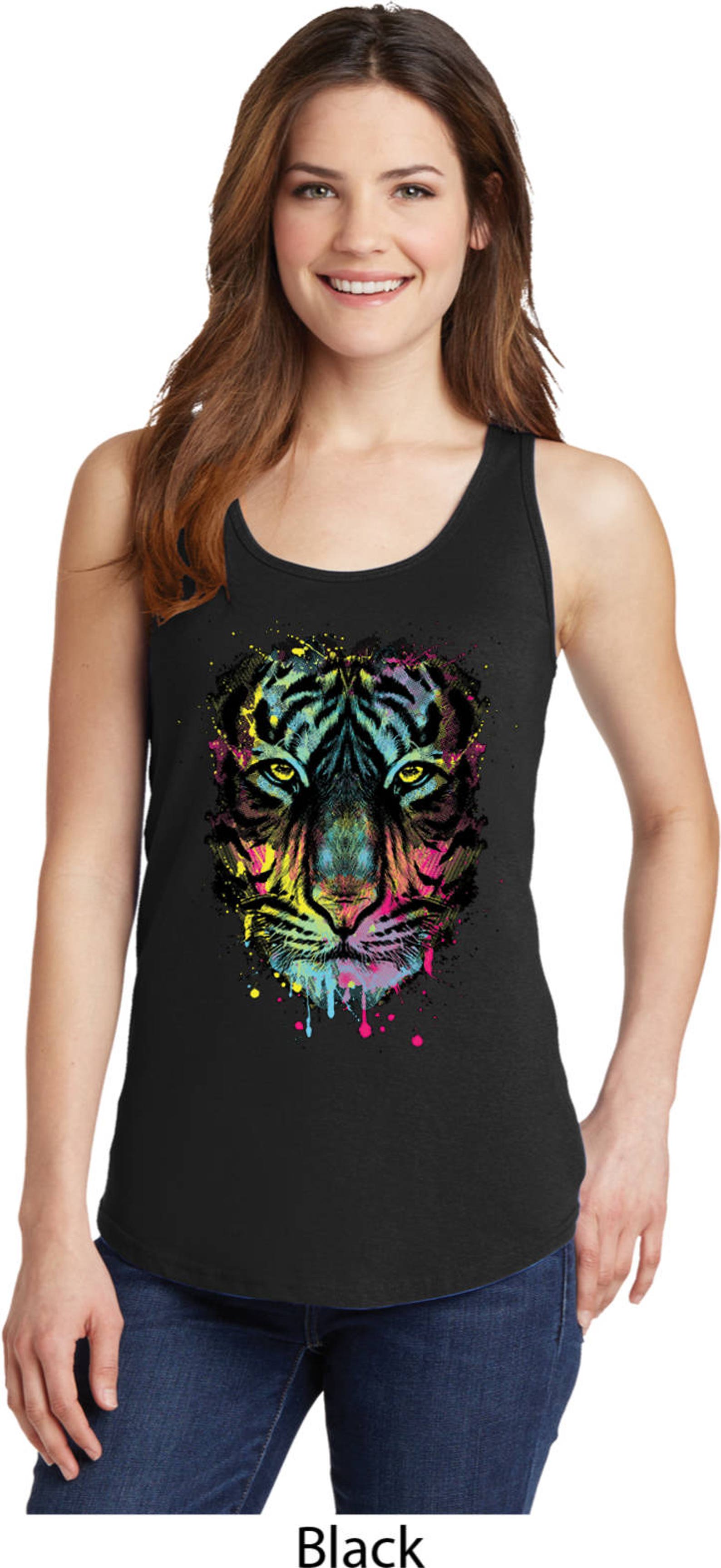 Ladies Dripping Neon Tiger Tank Top 19951NBT2-LPC54TT | Etsy