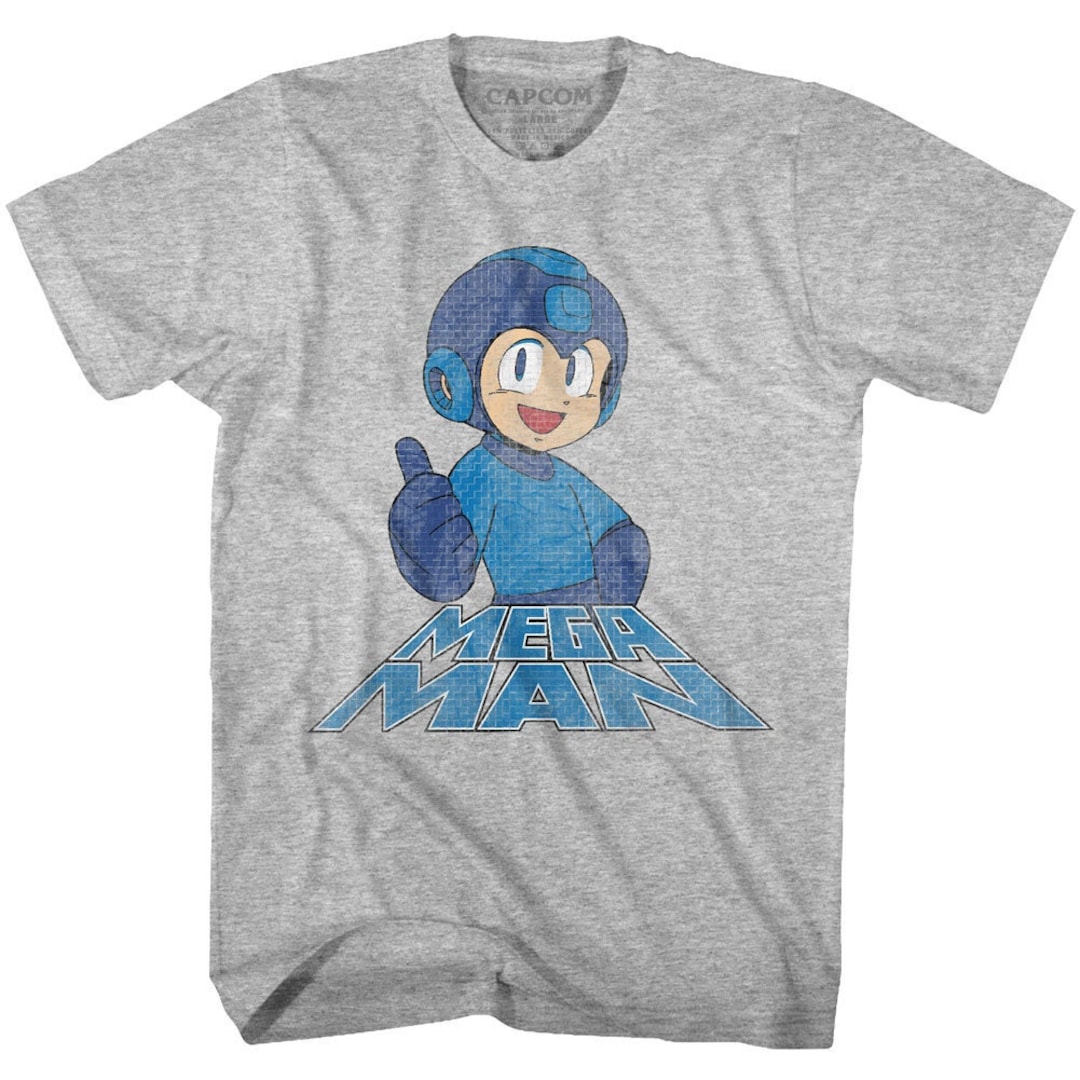 Mega Man Distressed Right on Heather Gray Shirts - Etsy