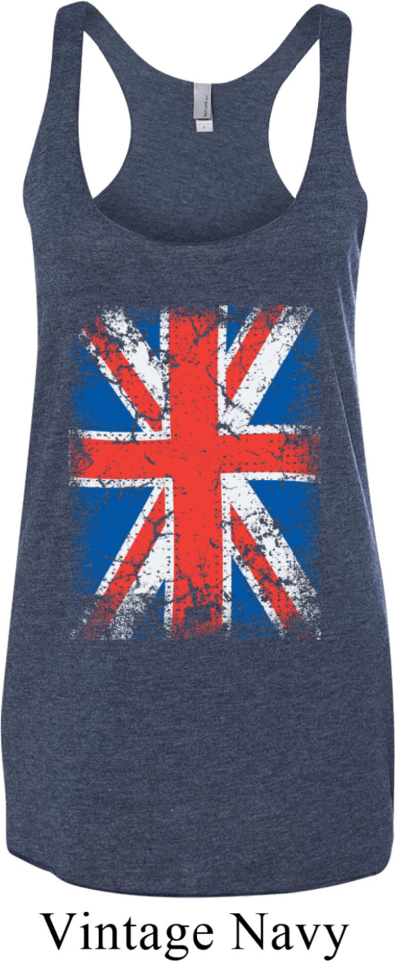 Distressed Union Jack Ladies Tri Blend Racerback Tank Top UNIONJACK ...