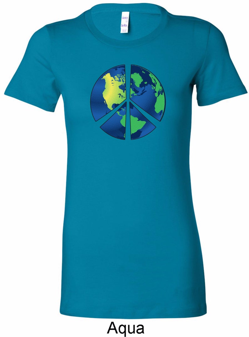 Ladies Peace Blue Earth Longer Length Tee T-shirt BLUEEARTH-6004 - Etsy