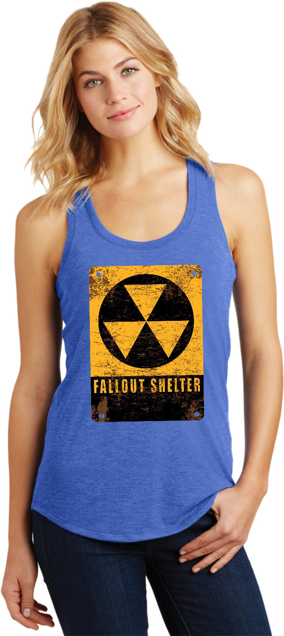 Radioactive Fallout Shelter Ladies Racer Back Tank Top SHELTER-DM138L ...