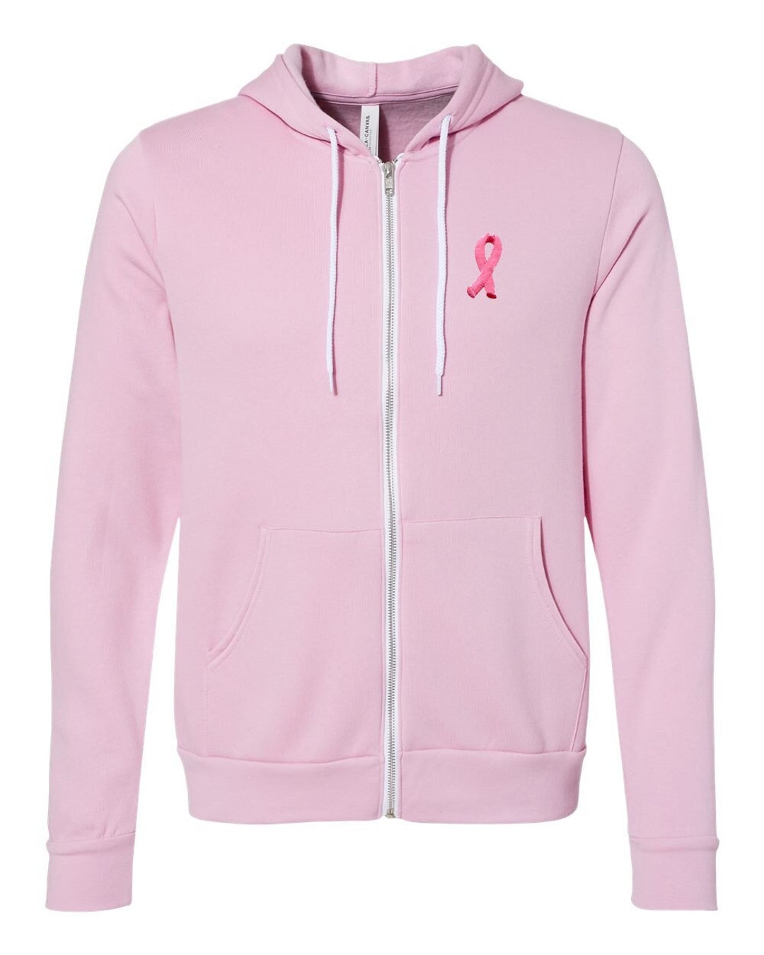 Embroidered Pink Ribbon Pocket Print Adult Breast Cancer Awareness Full ...