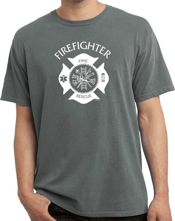 Firefighter Fire Rescue Adult Unisex Pigment Dyed Tee T-shirt - Etsy