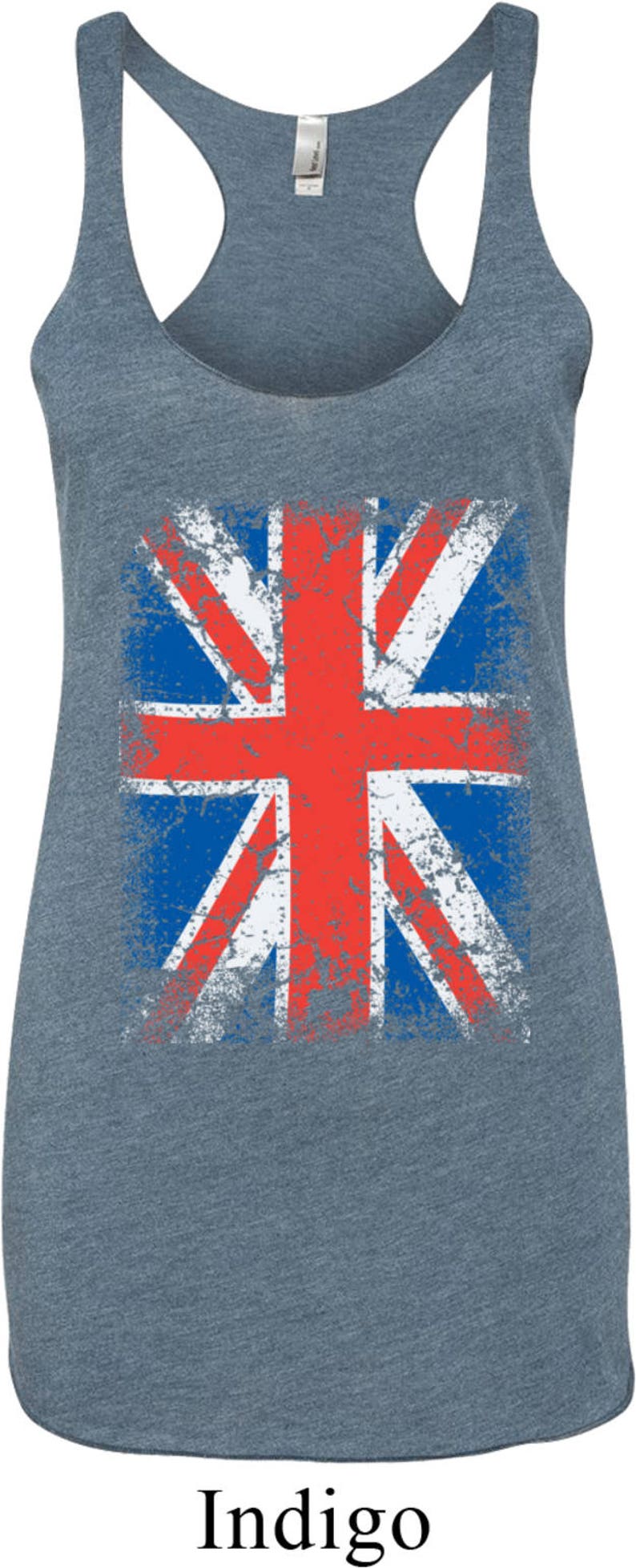 Distressed Union Jack Ladies Tri Blend Racerback Tank Top UNIONJACK ...