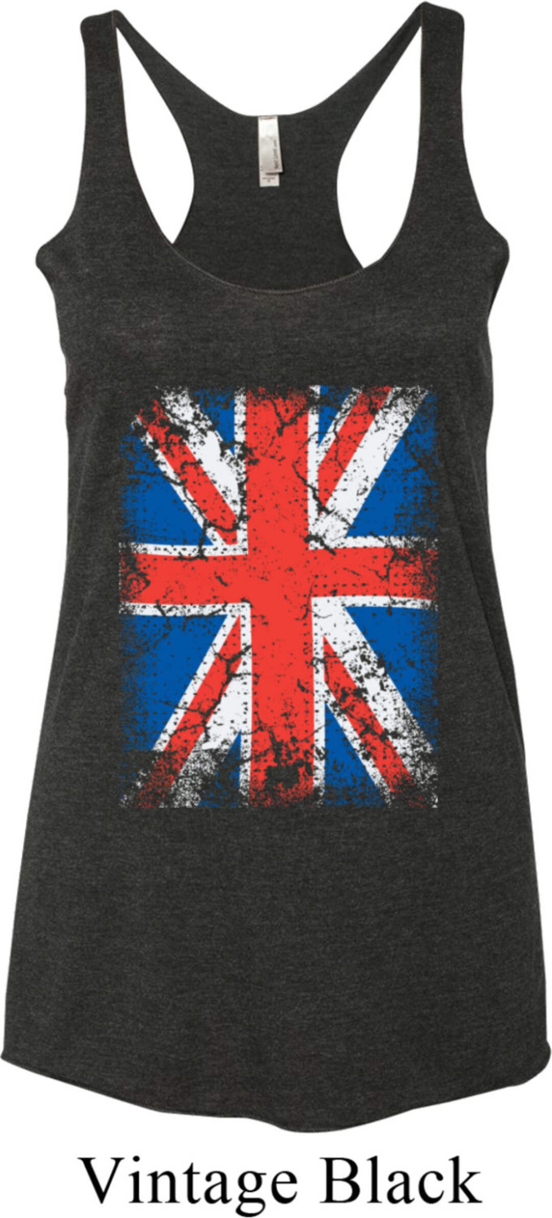 Distressed Union Jack Ladies Tri Blend Racerback Tank Top UNIONJACK ...