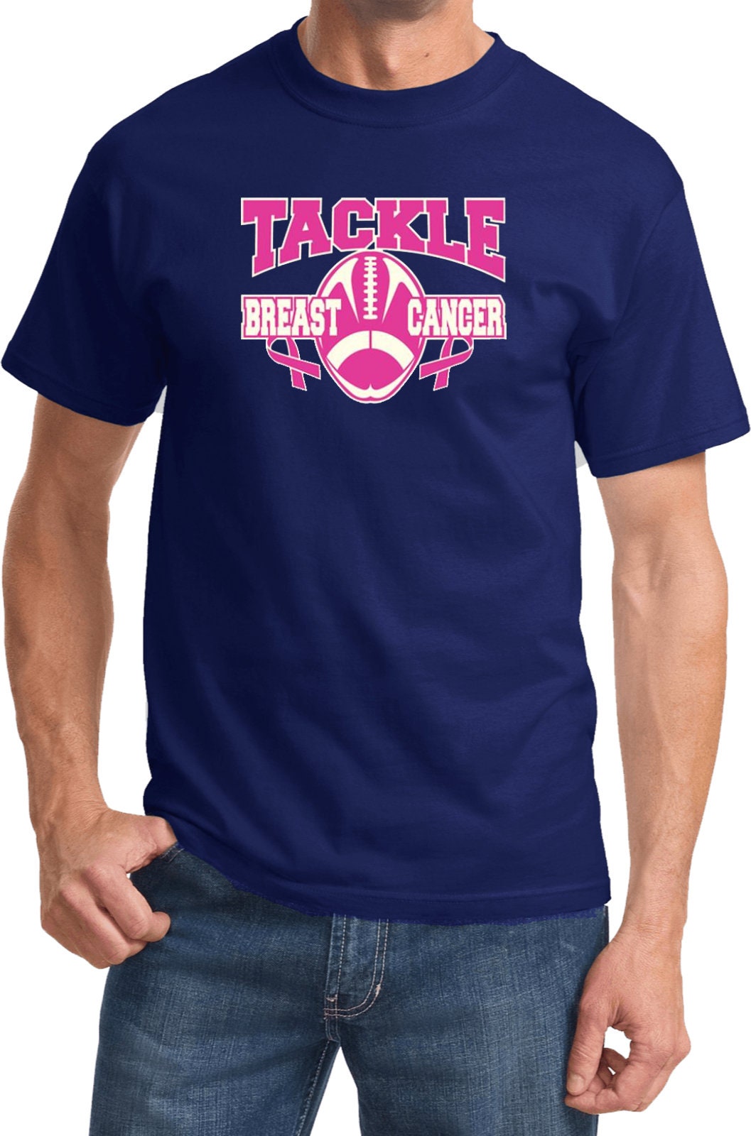 Tackle Breast Cancer Adult Breast Cancer Awareness Tee T-shirt TACKLE ...