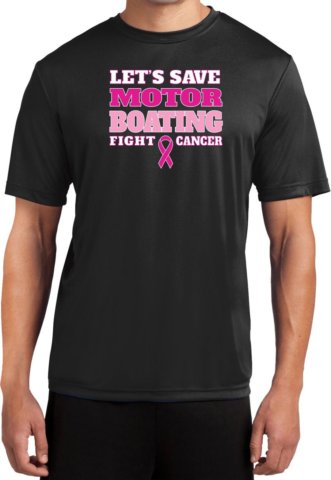 Breast Cancer Awareness Let's Save Motor Boating Men's Moisture Wicking ...
