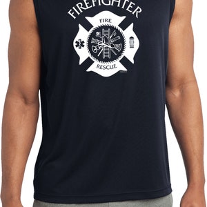 Firefighter Fire Rescue Men's Sleeveless Moisture Wicking Tank Top ...