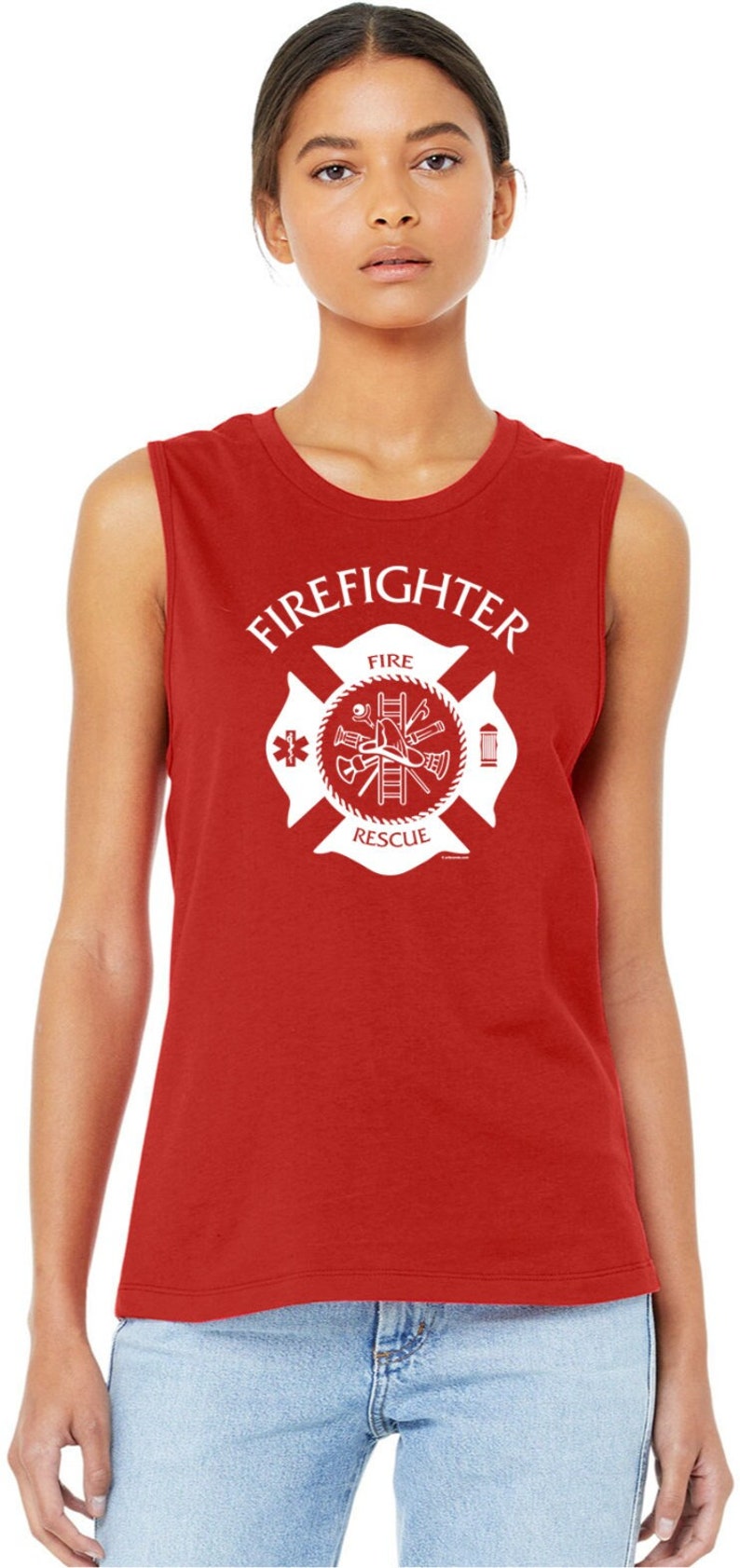 Firefighter Fire Rescue Ladies Muscle Tank Top 22933EL2-B6003 - Etsy