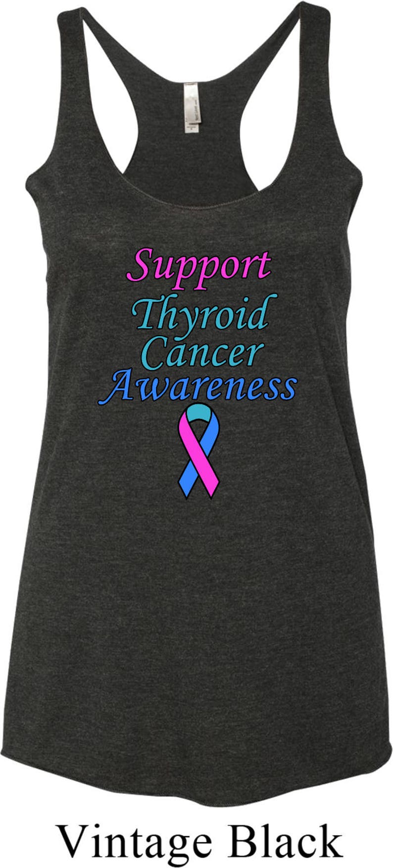 Ladies Support Thyroid Cancer Awareness Tri Blend Racerback Tank Top ...