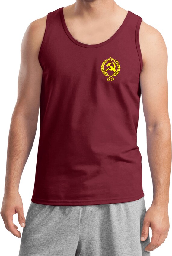 Men's Russian CCCP Crest Pocket Print Tank Top | Etsy