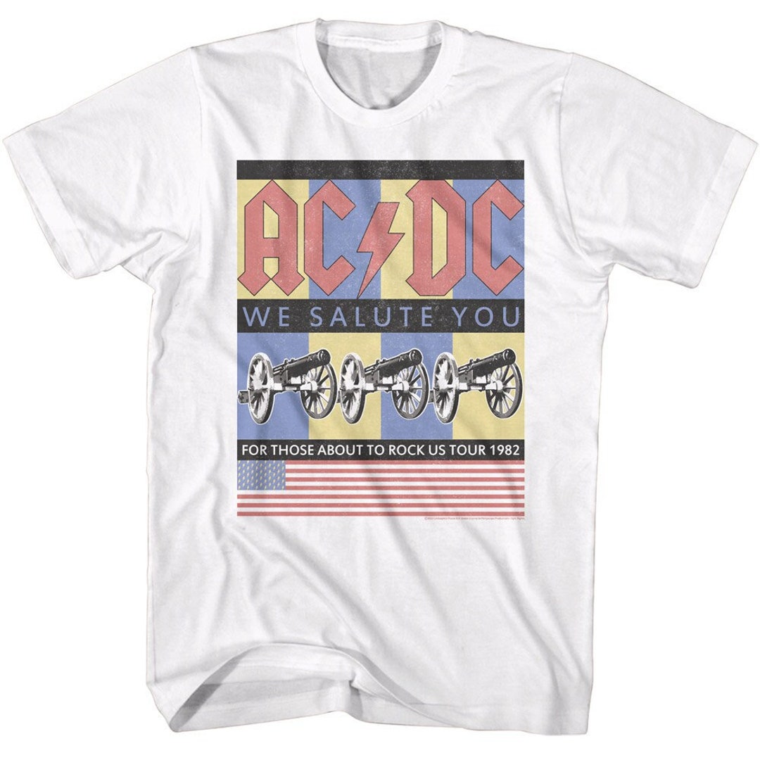 AC/DC Flag We Salute You Adult White Shirts - Etsy