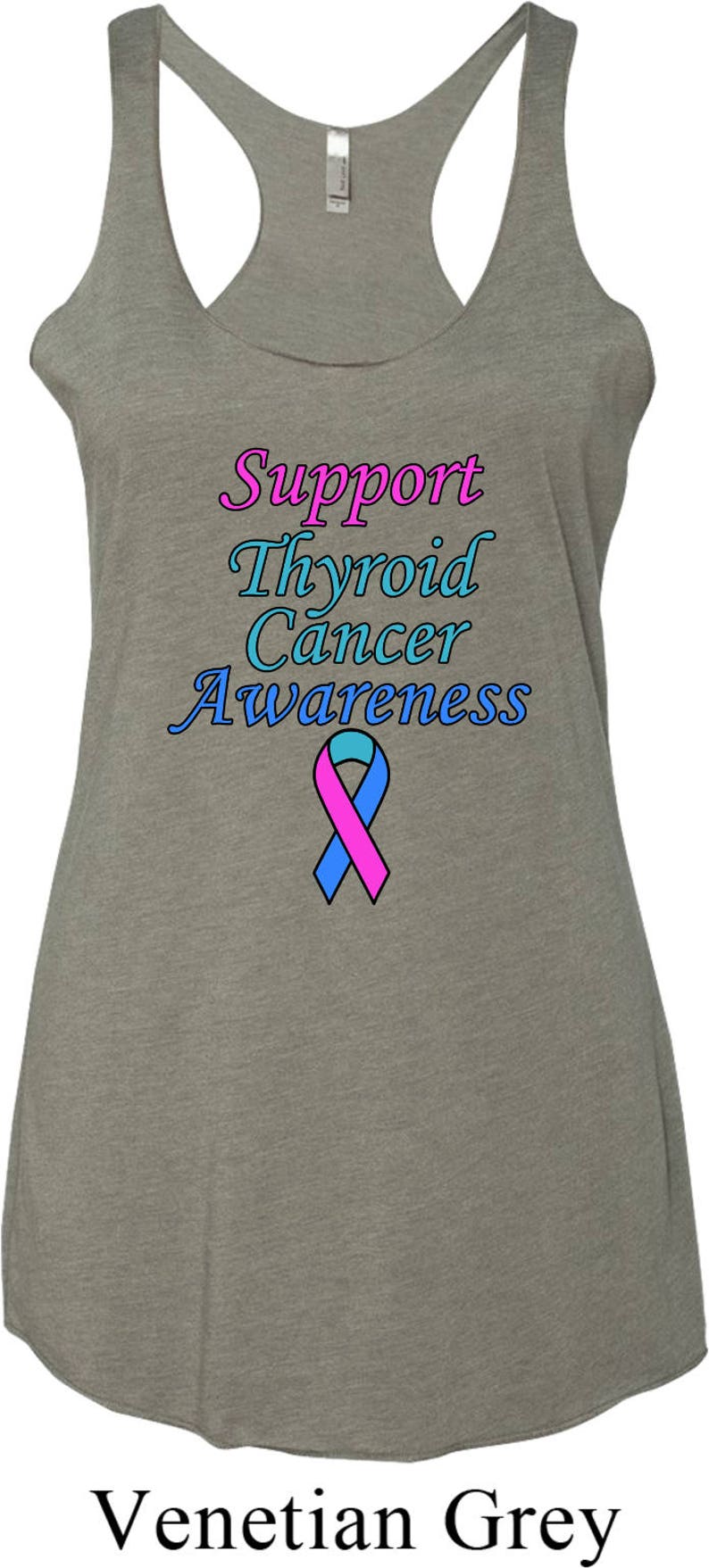 Ladies Support Thyroid Cancer Awareness Tri Blend Racerback Tank Top ...