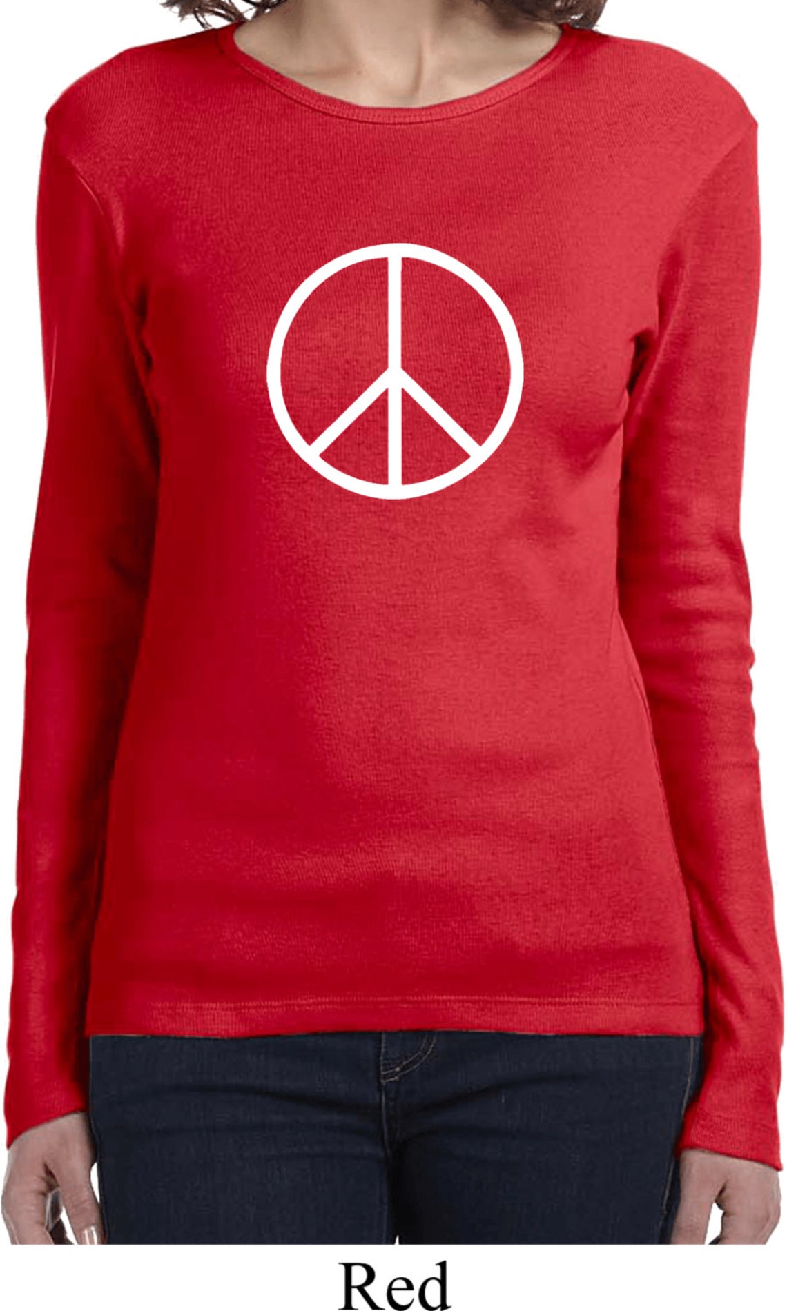 Ladies Peace Shirt Basic White Peace Long Sleeve Tee T-shirt BASICWHITE ...