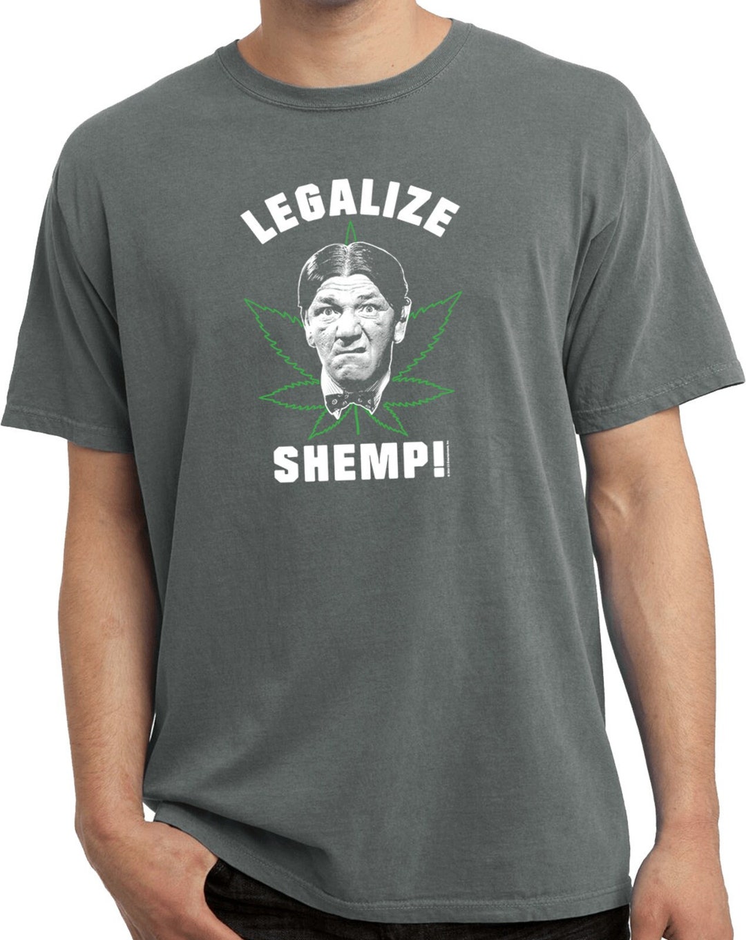 The Three Stooges Legalize Shemp Adult Coal Unisex Pigment Dyed Tee T ...