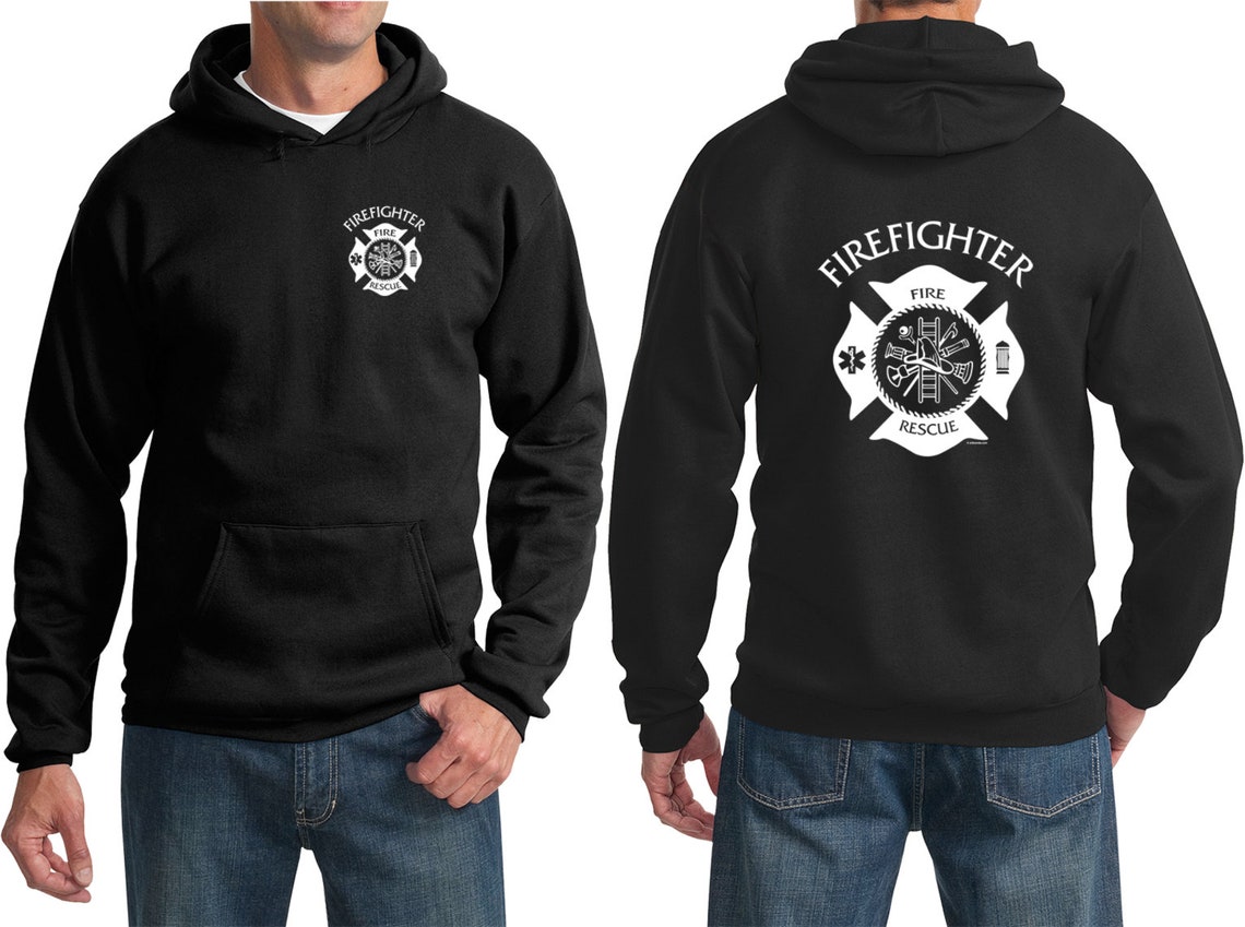 Firefighter Fire Rescue Front & Back Print Adult Unisex Hoodie 22933EL2 ...