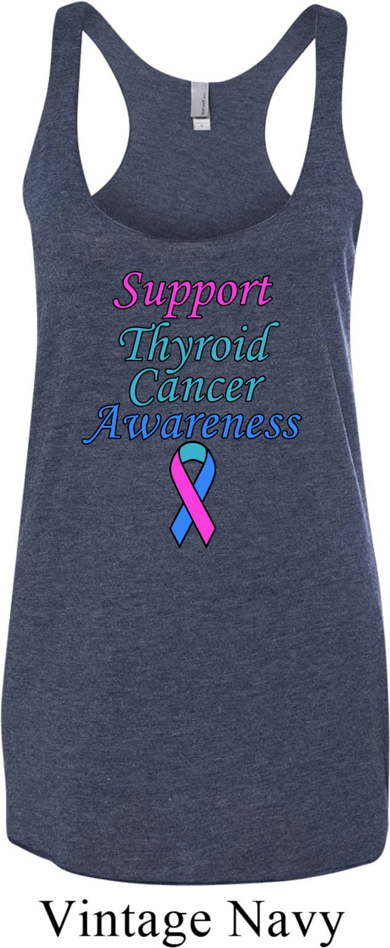 Ladies Support Thyroid Cancer Awareness Tri Blend Racerback Tank Top ...