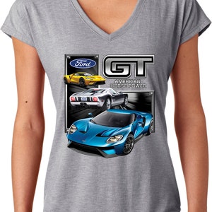 Ford GT American Horsepower Ladies Tri-blend V-neck Tee T-shirt ...