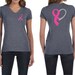 Pink Ribbon Heart Ribbon Front & Back Print Ladies Breast Cancer ...