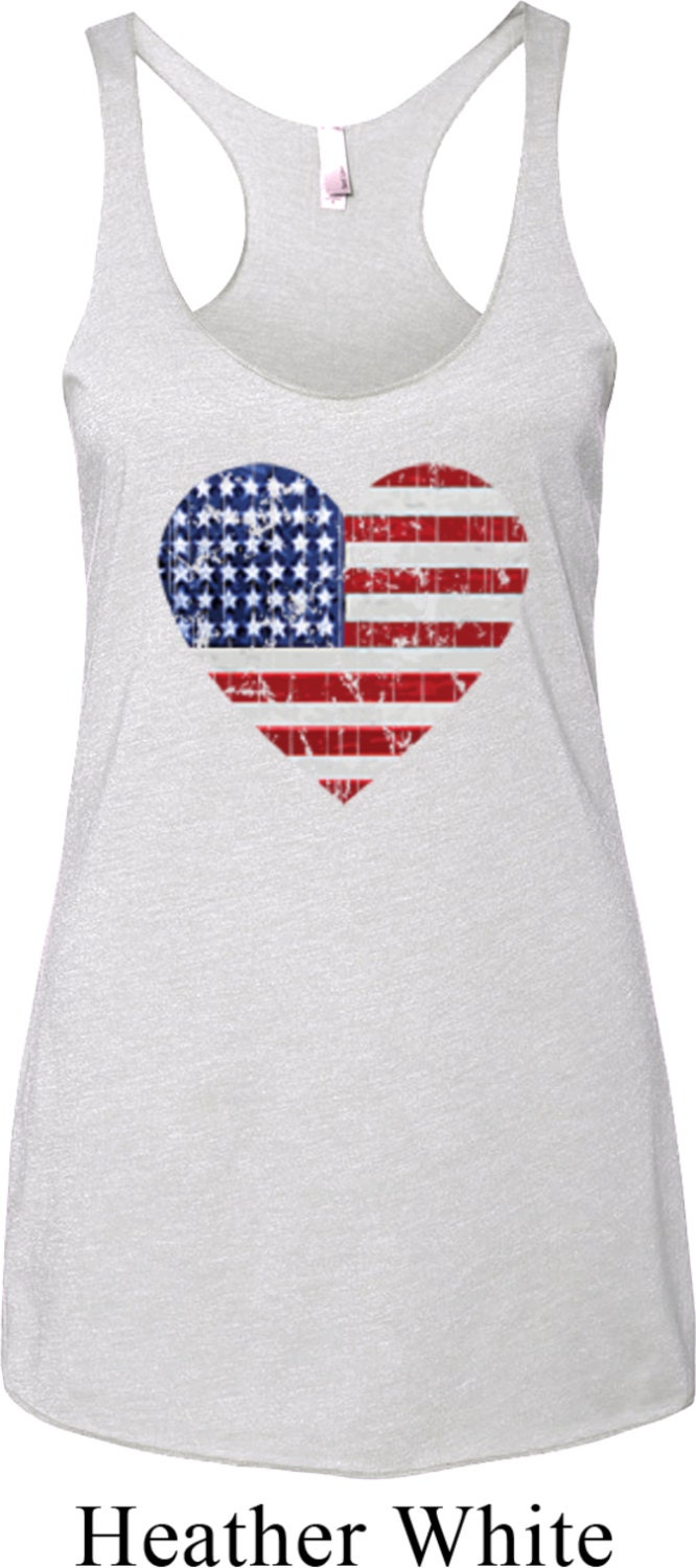 Distressed USA Heart Ladies Tri Blend Racerback Tank Top WS-16253 ...