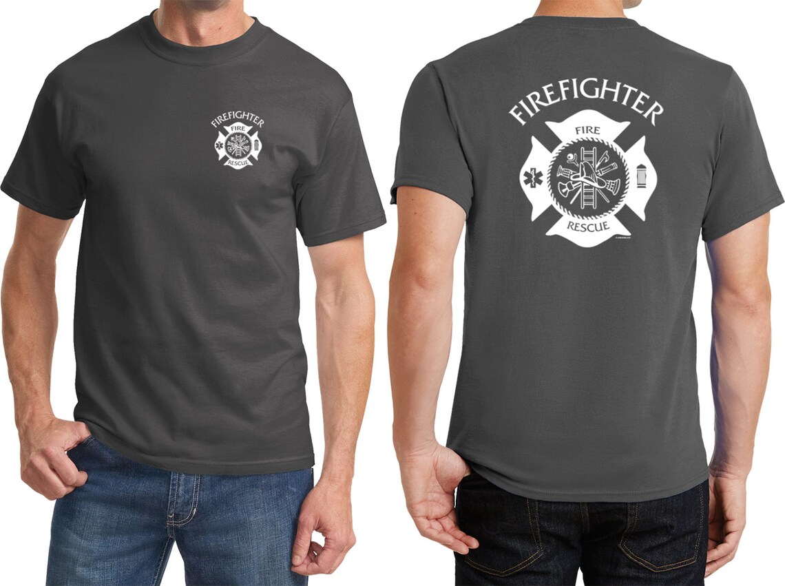 Firefighter Fire Rescue Front & Back Print Tee T-shirt - Etsy