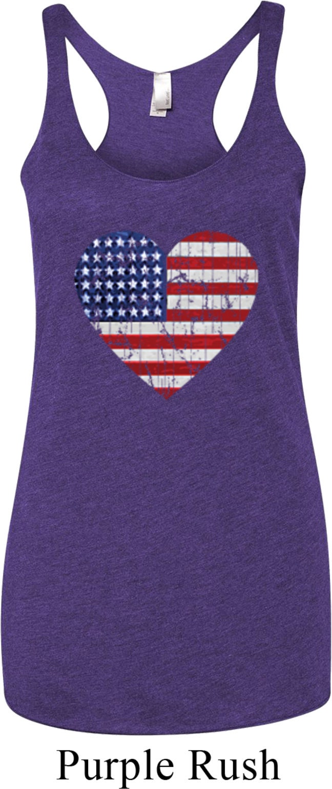 Distressed USA Heart Ladies Tri Blend Racerback Tank Top WS-16253 ...