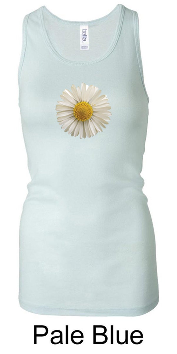 Ladies Flower Tanktop White Daisy Longer Length Racerback Tank - Etsy