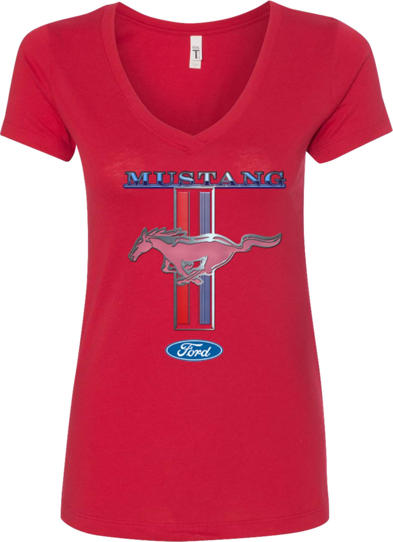 Ford Mustang Stripe Ladies V-Neck Shirt 13732D1-N1540 | Etsy