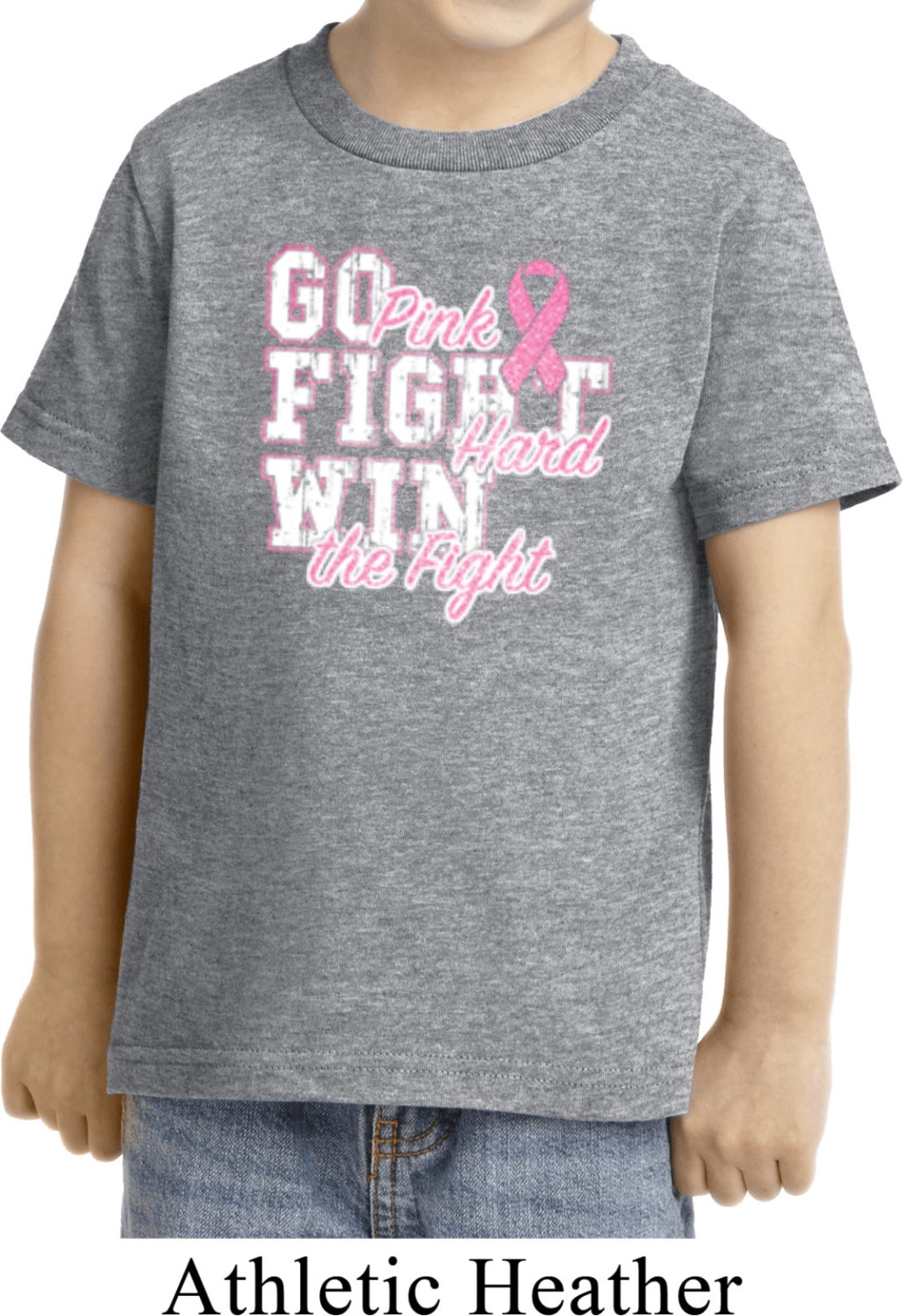 Go Pink Fight Hard Win the Fight Toddler Breast Cancer Awareness Shirt ...